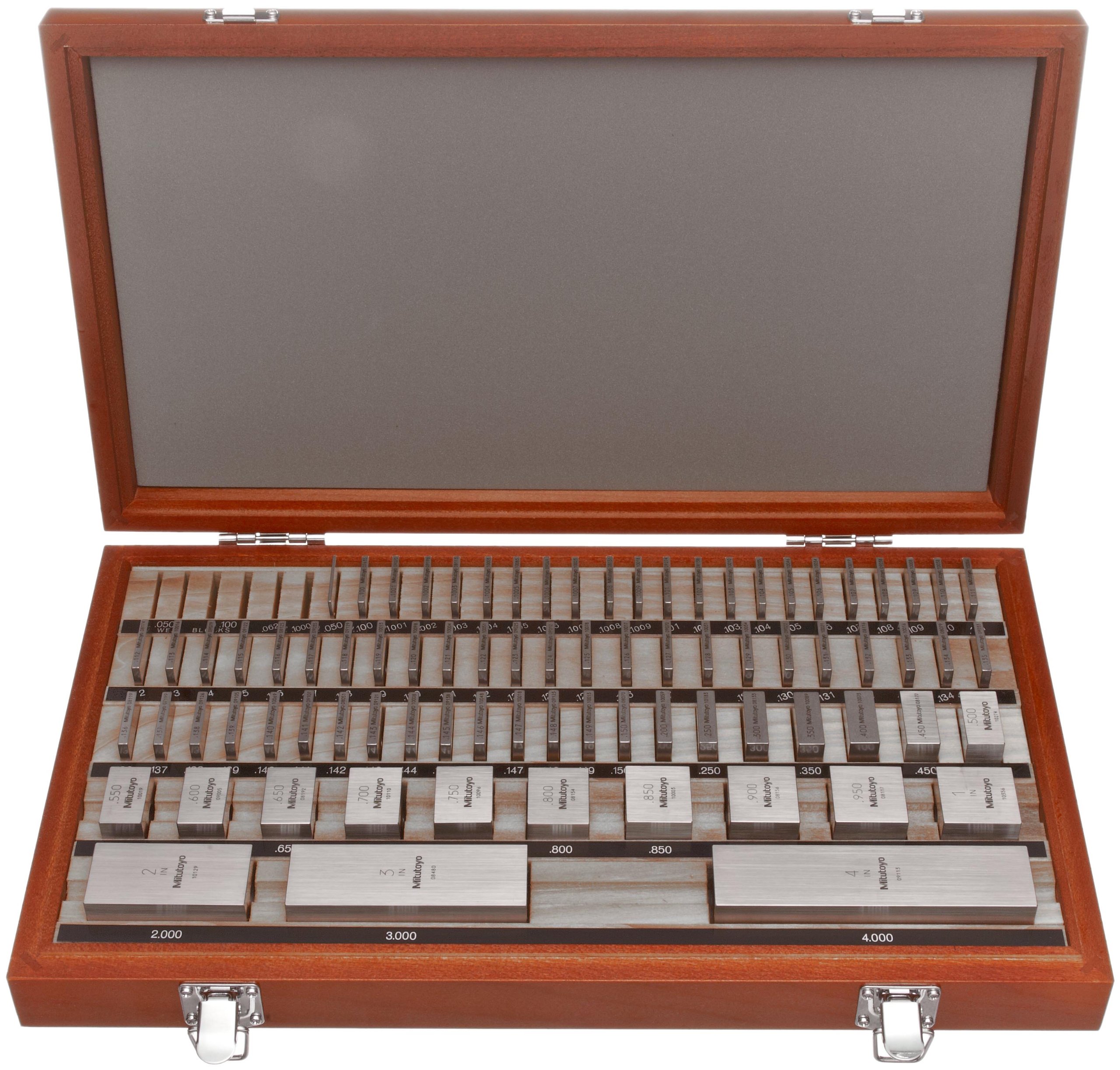 Mitutoyo Steel Square Gage Block Set, ASME Grade 0, 0.1001 - 0.1009" Length (36 Blocks)