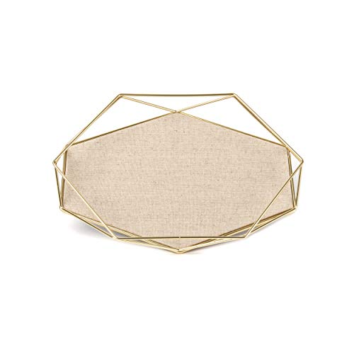 Umbra 299481-221 Prisma Tray, Geometric Plated Jewelry Storage, 11" Length x 7.25" Height x 1.5β Width, Matte Brass