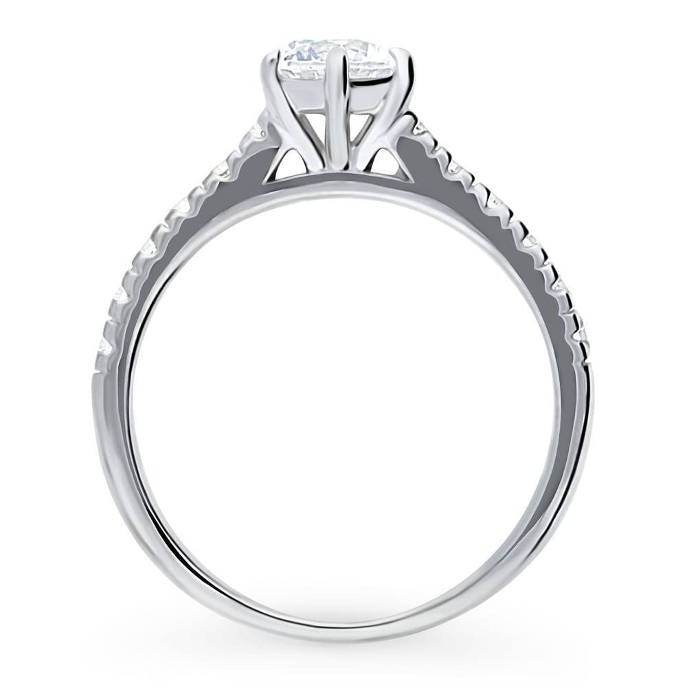 BERRICLE Sterling Silver Solitaire Wedding Engagement Rings 0.8 Carat Round Cubic Zirconia CZ Promise Ring for Women, Rhodium Plated Size 6
