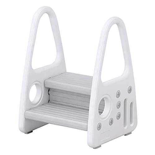 Toddler Step Stool with Handles, Two Step Stool for Toddler and Kids, Reaching Bathroom Sink, Toilet Potty Training (Gray)