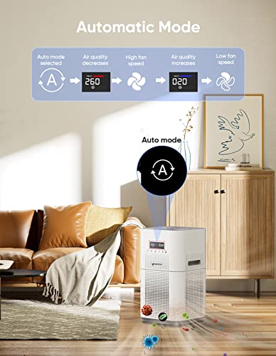 Dayette HEPA Air Purifiers for Home Large Room, CADR 400+ m³/h Up to 1720 Sq Ft, with Extra H13 True HEPA Air Filter for Allergies Pets Dander