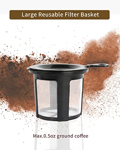 Teglu Upgraded Single Serve Coffee Maker 2 in 1 for K Cup Pods & Ground Coffee, Mini K Cup Coffee Machine 6-14 oz, One Cup Coffee Brewer with One-Bouton Fast Brewing, Reusable Filter, Slim Version
