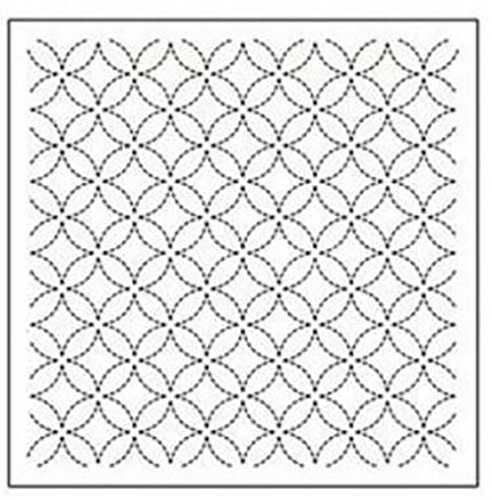 Sashiko Fabric - Pre-Printed Panel - 6 Block Traditional Design Sampler - Indigo Kona Cotton