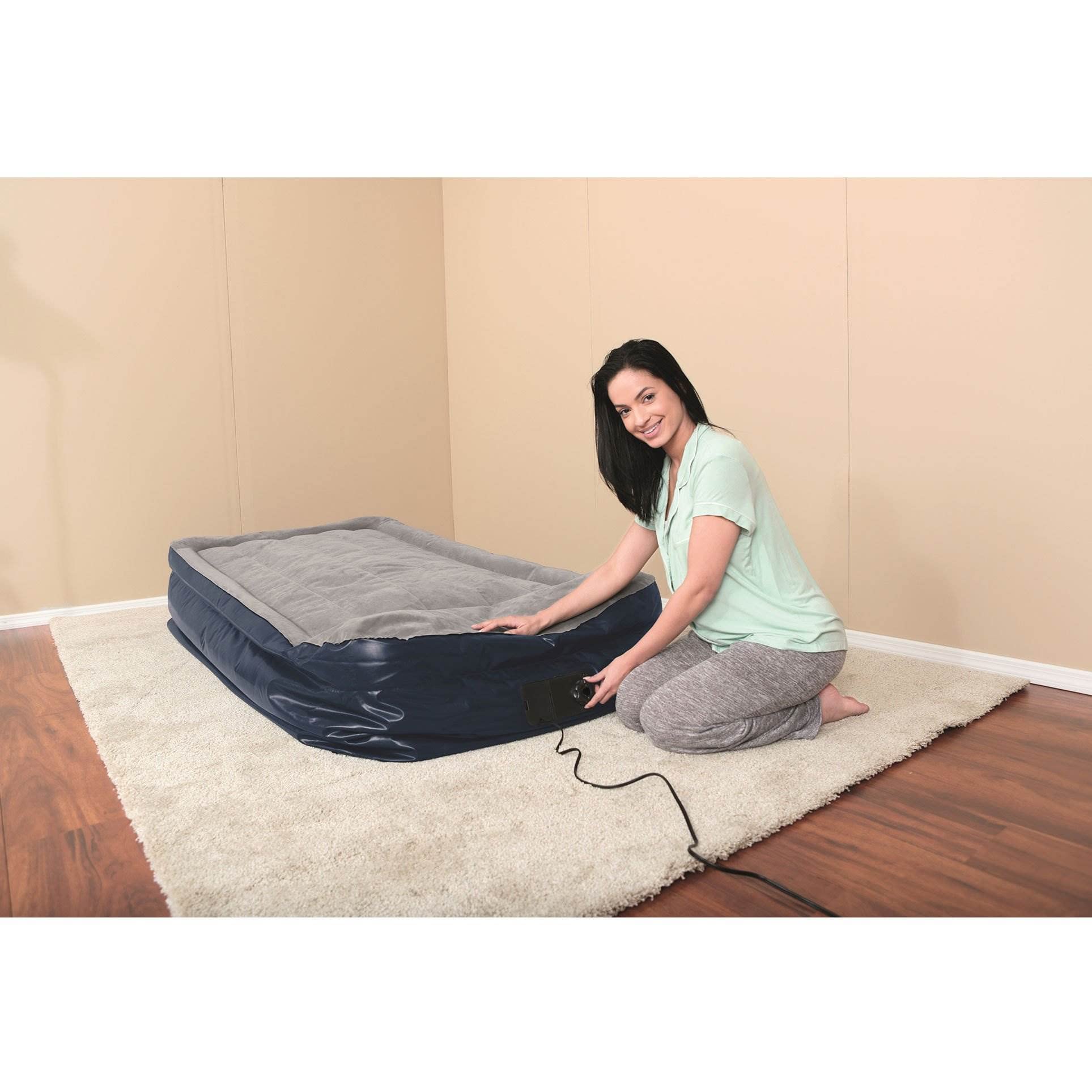 Bestway Tritech Inflatable Air Mattress 18 Inch Twin-Sized Bed with Built-in Air Pump, Storage Bag, and Repair Patch for a Single Person