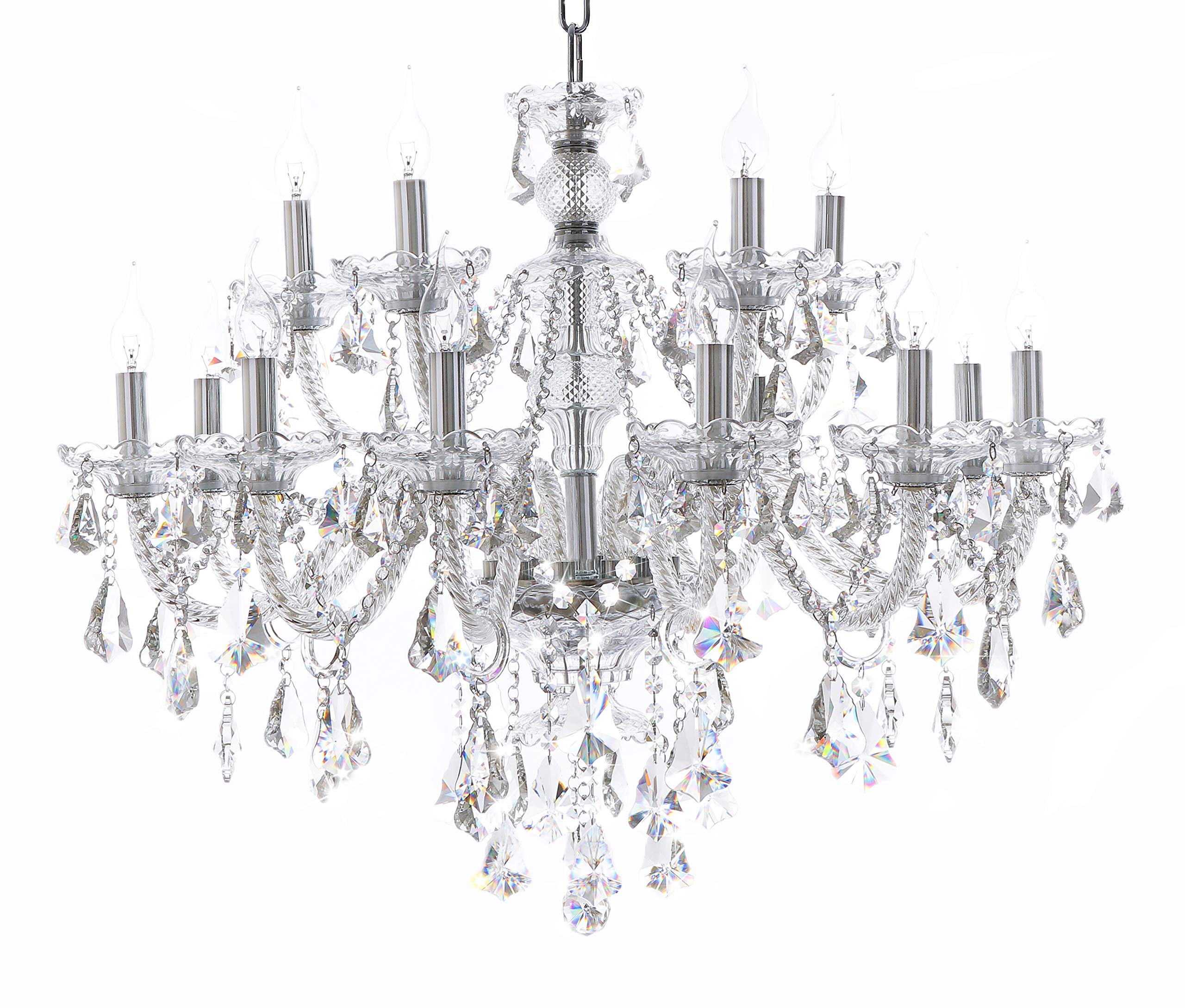 ARRKOYAA Clear 15 Lights K9 Crystal Chandelier Modern Luxurious Light Candle Pendant Lamp Ceiling Living Room Lighting for Dining Living Room Bedroom Hallway Entry 32x35 Inch Gifts(Color Clear)