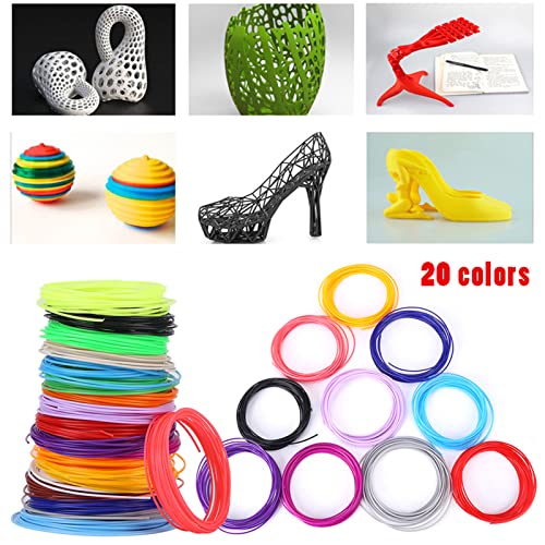 Filaments for Low Temperature 3D Pen 20 Colors 1.75mm PCL Filament Refills for 3D Printer Printing Pen Low Temperature