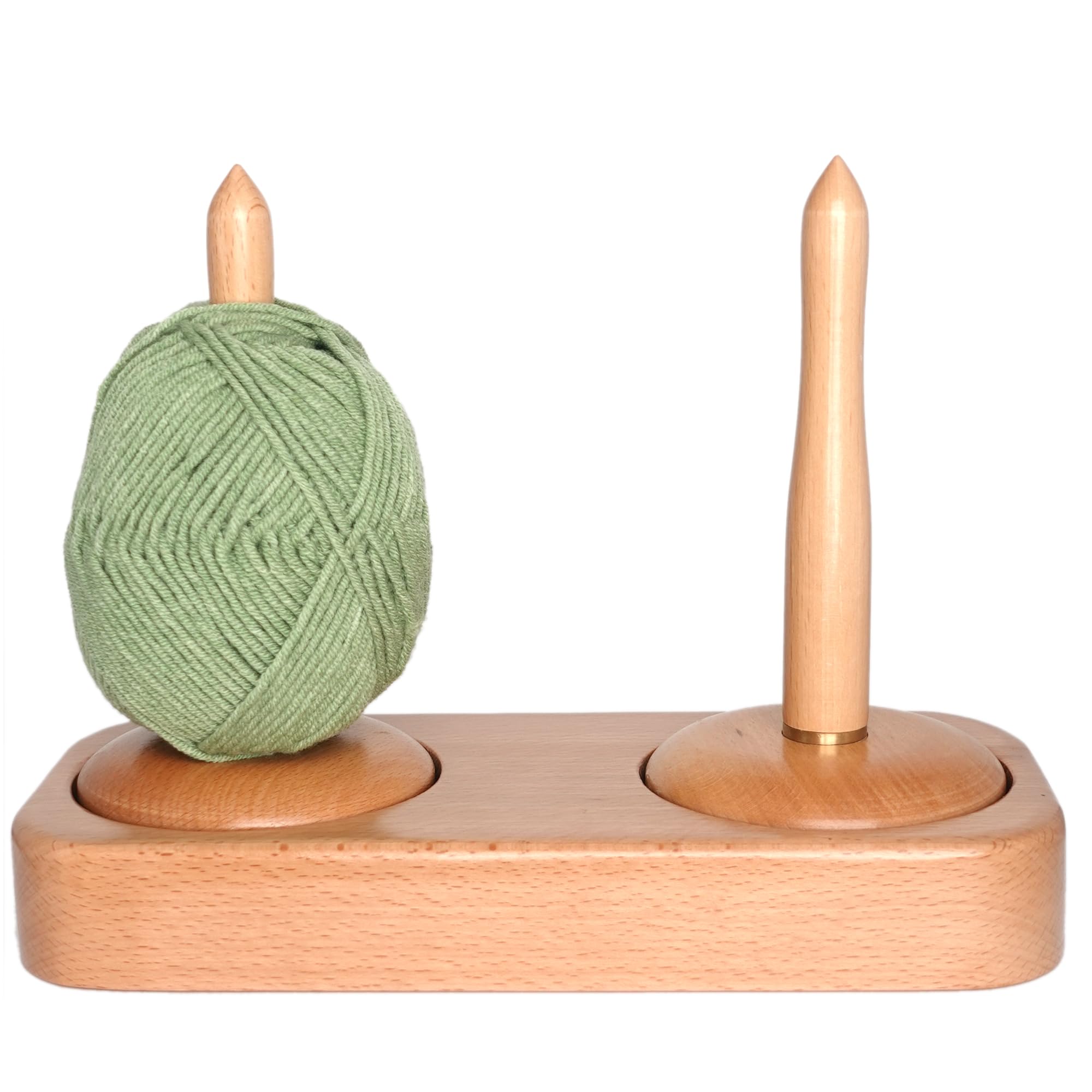 DICHA Beech Double Wood Yarn Holder-Advanced Metal Twirling Mechanism Lazy Susan-Big Stand Ball Spindle Sewing Crocheting Tool-Yarn Storage