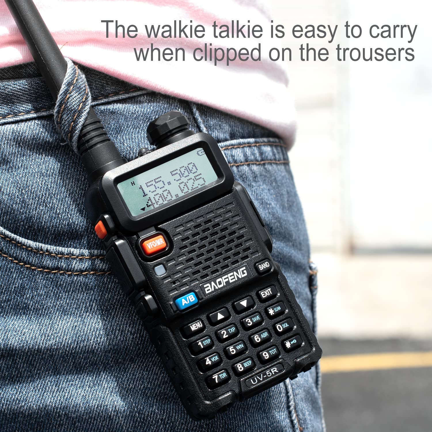 Baofeng UV-5R 8W, Ham Radio Handheld (VHF & UHF) with 1800mAh Li-ion Batteries and Gain Antenna, Earpiece, Long Range Two Way Radio (1 Pack)