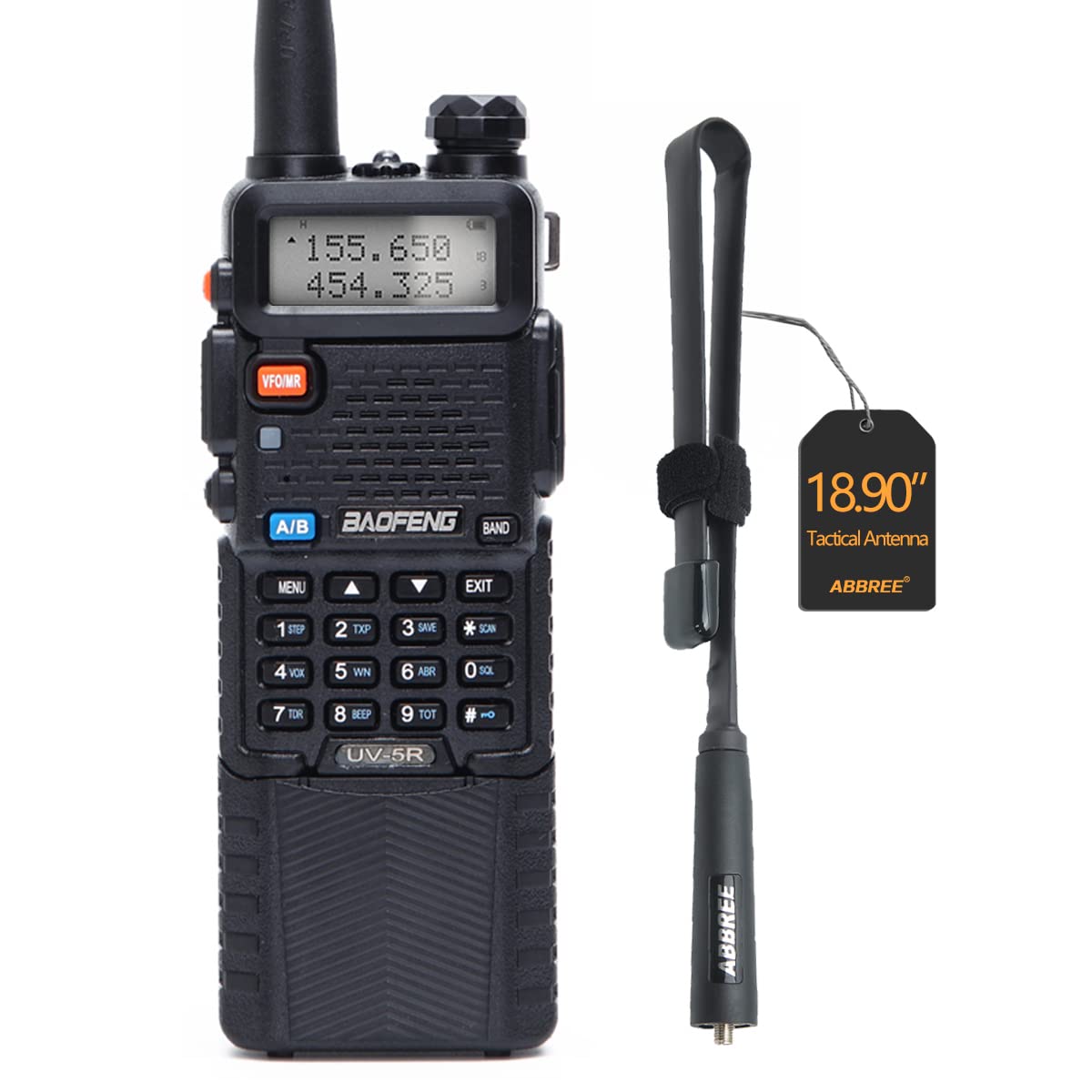 BAOFENG UV-5R Two-Way Radios Powerful Ham CB Radio 3800 mAh Extend Battery Portable Walkie Talkies with ABBREE 18.89inch Tactical Antenna
