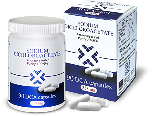 DCA - Sodium Dichloroacetate 333mg - Purity >99.9%, Made in Europe, by DCA-LAB, Certificate of Analysis Included, Tested in a Certified Laboratory, 90 Capsules