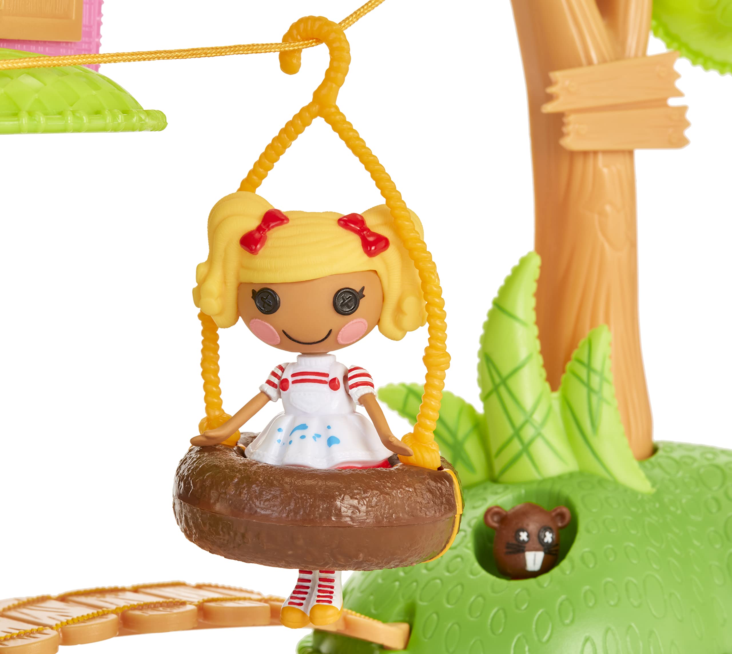 Lalaloopsy Mini Treehouse Playset with 2 Dolls, 2 Pets, and 18+ Accessories, Tire Swing, Zipline, Hammocks, Clubhouse, Artist Spot Splatter Splash™ & Pirate Patch Treasurechest™