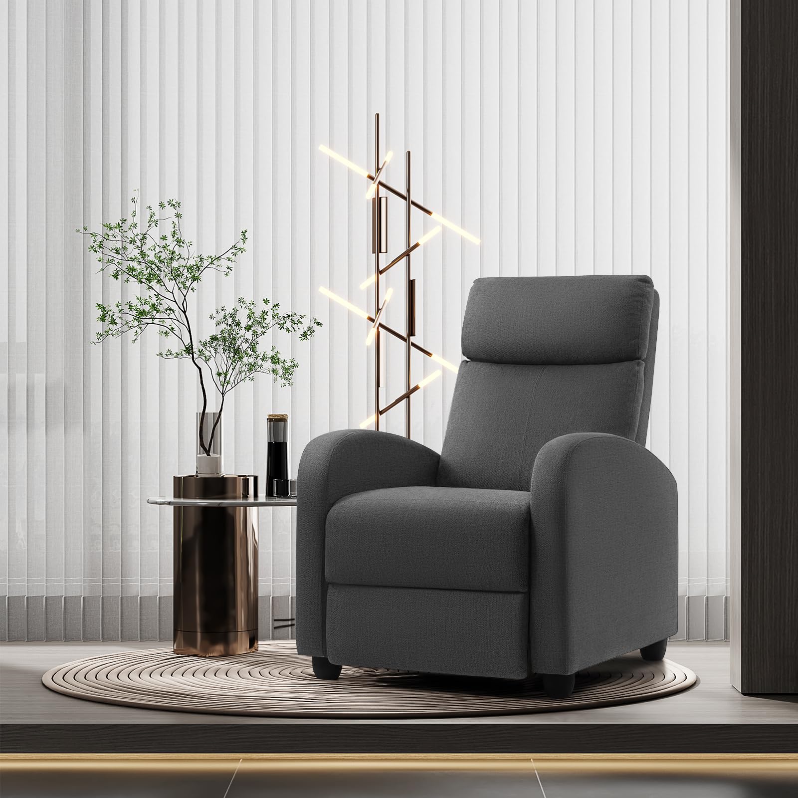 JUMMICO Recliner Chair Adjustable Home Theater Single Recliner Sofa Furniture with Thick Seat Cushion and Backrest Modern Living Room Recliners (Fabric, Black)