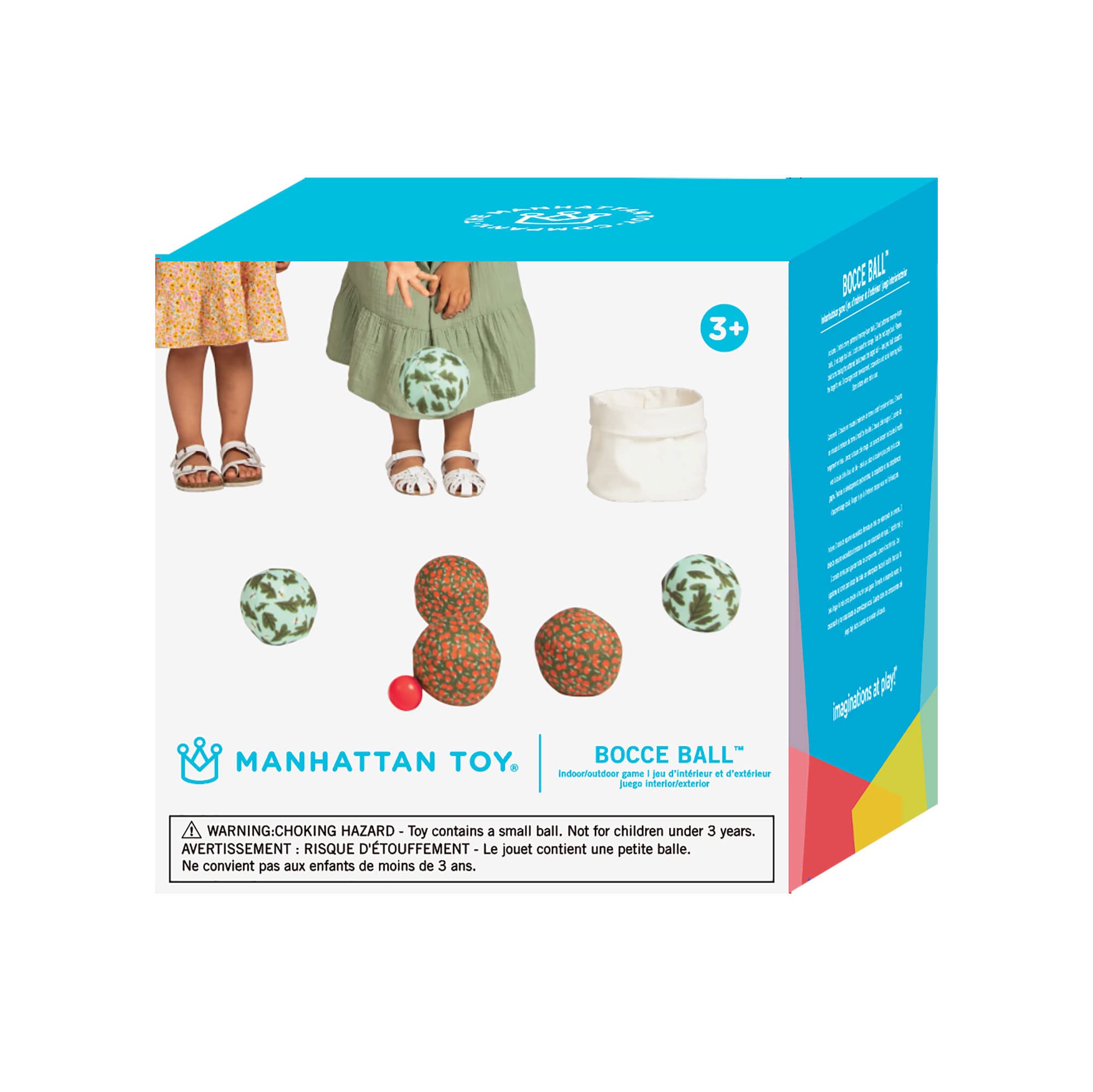 Manhattan Toy Indoor Outdoor 8-Piece Bocce Playset for Kids with Soft Memory Foam Fabric Covered Balls