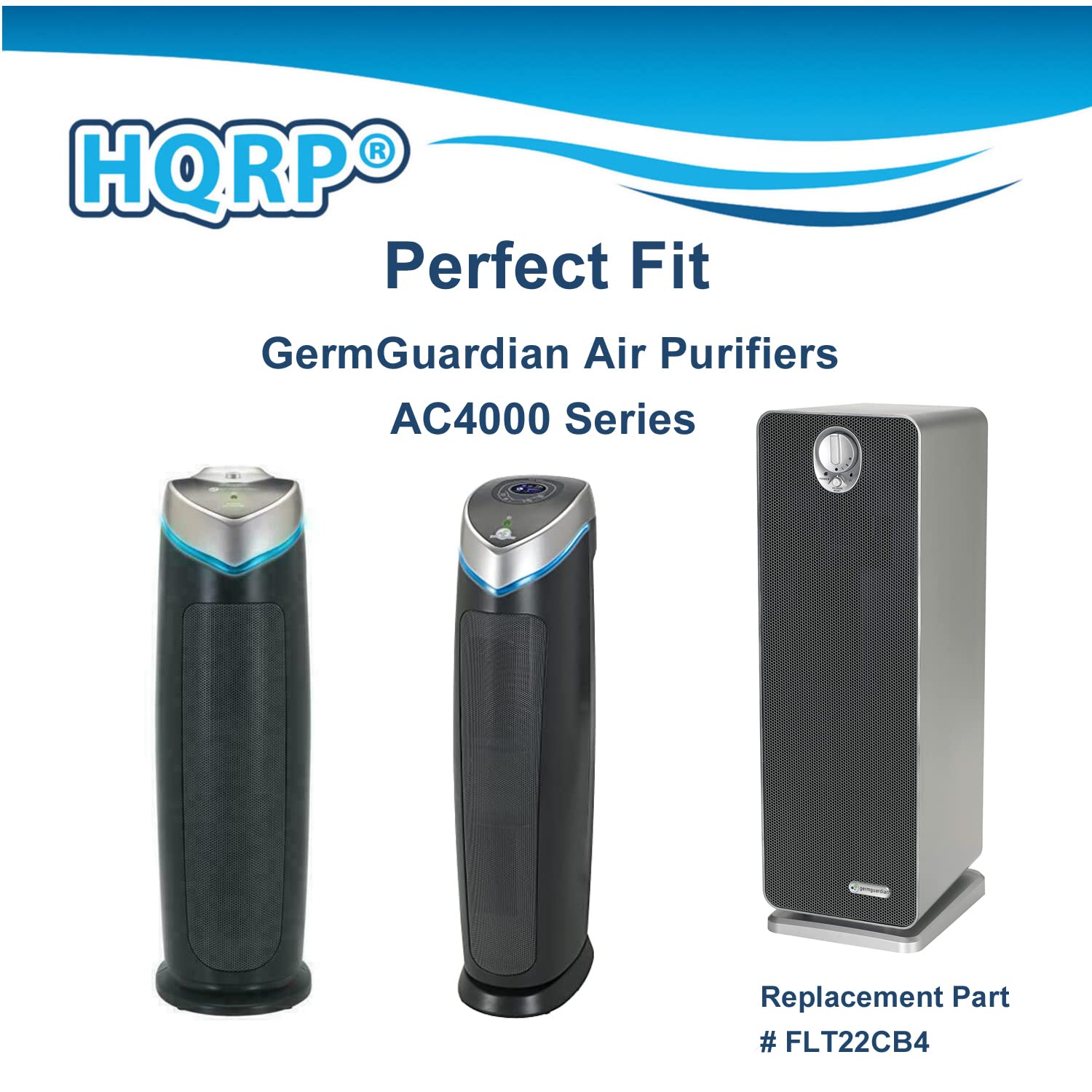 HQRP 4-Pack Carbon Filter compatible with GermGuardian FLT22CB4 Replacement for FLT4825, FLT4850PT True Hepa Filter B fits AC4000 Series