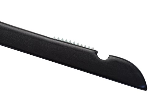 NAHANCO 20217 17” Flat Wooden Top Hanger with Notches, Brushed Chrome Hook, Black (Pack of 100)