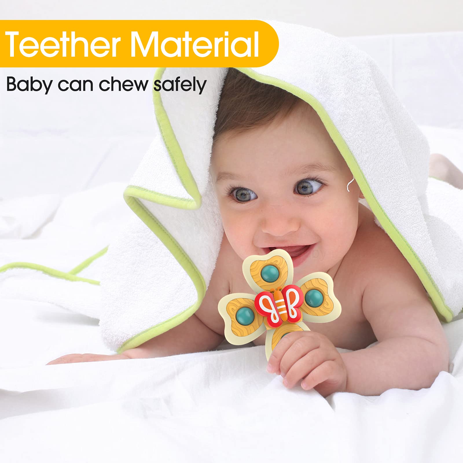 MANMI TOP,3pcs【2021 Upgraded】 Spinning Baby Toy with Section Cups,Suction Cup Spinner Toy,