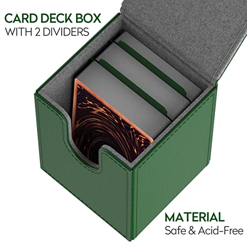 Bheddi Card Deck Box compatible with YGO Cards, Card Holder Cases with 2 Dividers per Holder, Large Size Fit 110 Cards (Exodia) (Green)