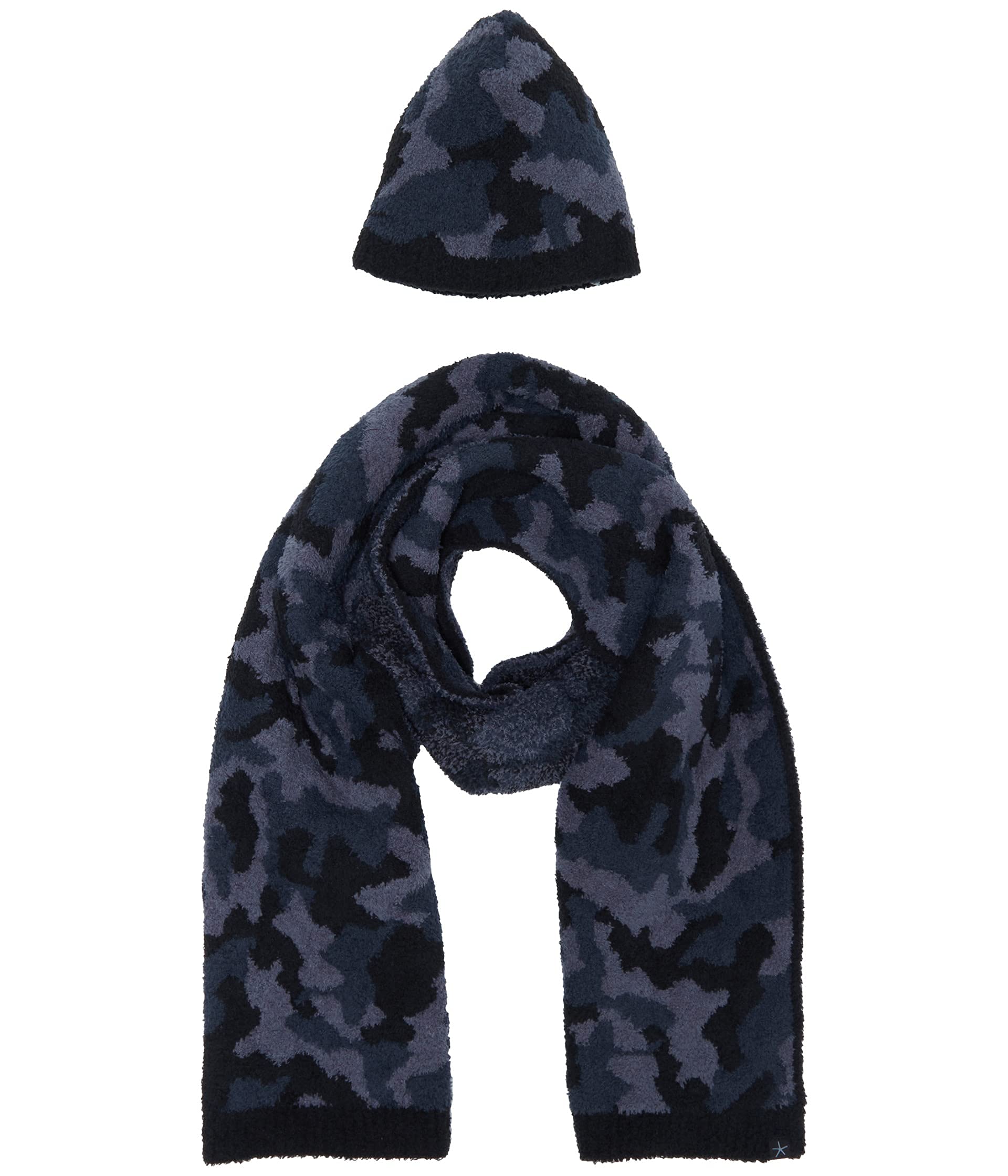 Barefoot Dreams CozyChic womens Camo Beanie and Scarf Set Indigo Multi 2 One Size