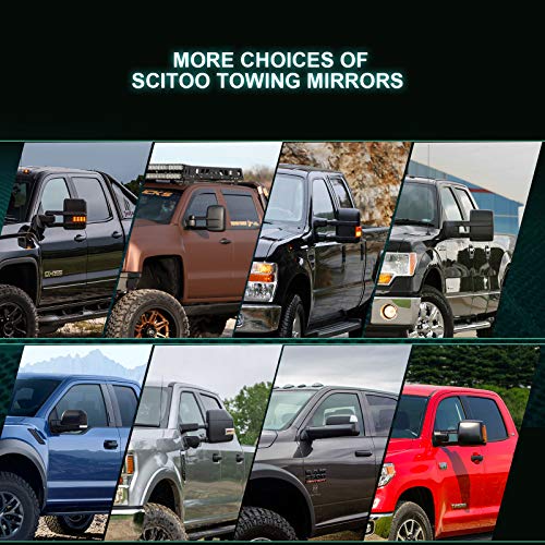 SCITOO Towing Mirrors Exterior Mirrors for Chevy for GMC 2003-2006 for Silverado/for Sierra (07 Classic Models) Pair Tow Mirrors with Turn Signal Backup Light Power Control Heated Manual Telescoping