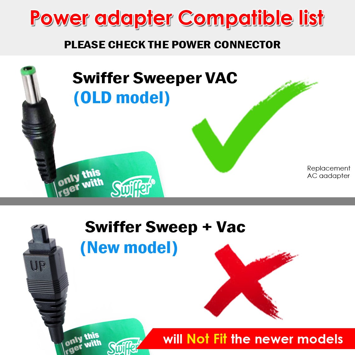 T-Power 9V Charger for Emerson 1-FS4000 1-FS4000-000 1FS4000000 DCH2-100US.1301 Swiffer Sweeper Vac Vacuum Battery Power Supply Cord