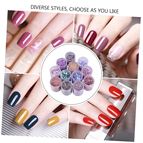 Nail Decor 12 Boxes Environmental Protection pet Crafts Set Bottled Accessories Applique Small Gradient Sequins Suite Sequins Ultra Thin Nail Polish Flash Sequins for Crafts Decore