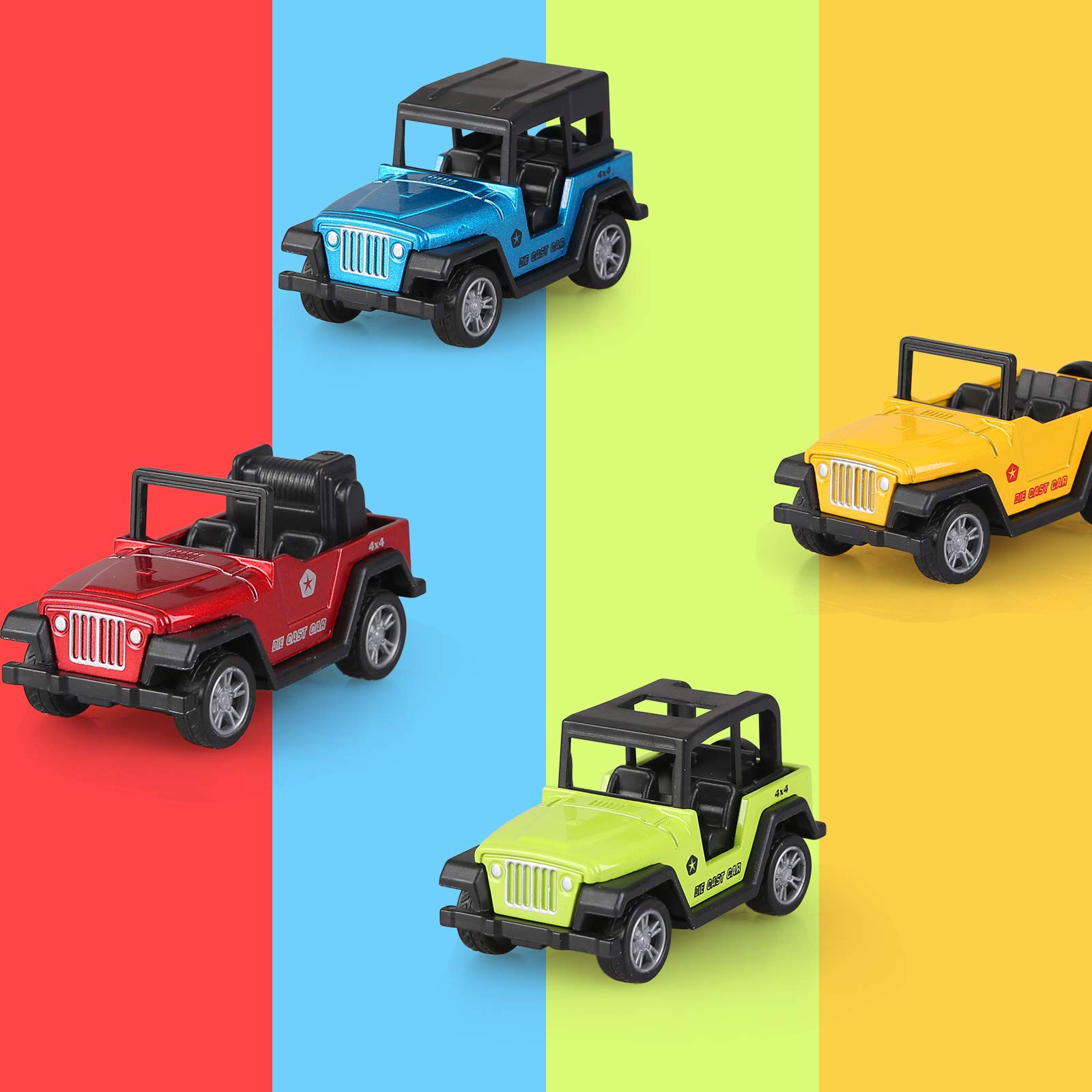 kramow Cars Toys Pull Back Vehicles, Model Vehicles Toy for Baby Toddler Boys Girls, 4 Pieces Pack