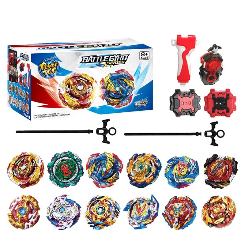Battling Top Beys Game 12 Spinning Tops 3 Launchers Blade Gyro Game with Storage Box Gift for Kids,Boys