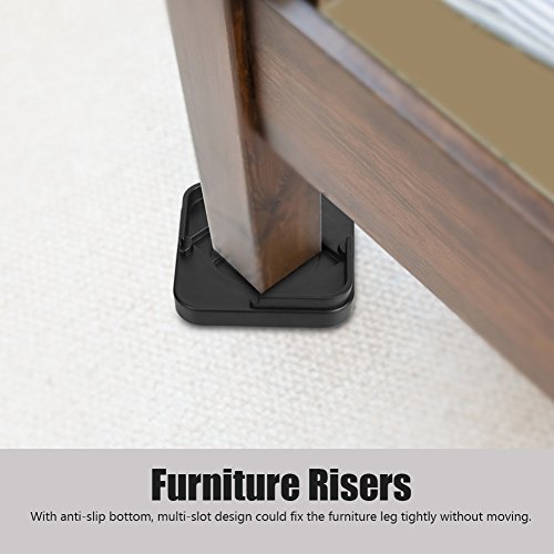 JEOZBM Bed Risers, 8PCS Nonslip Stackable Furniture Risers, Heavy Duty Furniture Risers Blocks for Sofa Table Couch Chair Bed (8.5-Black)