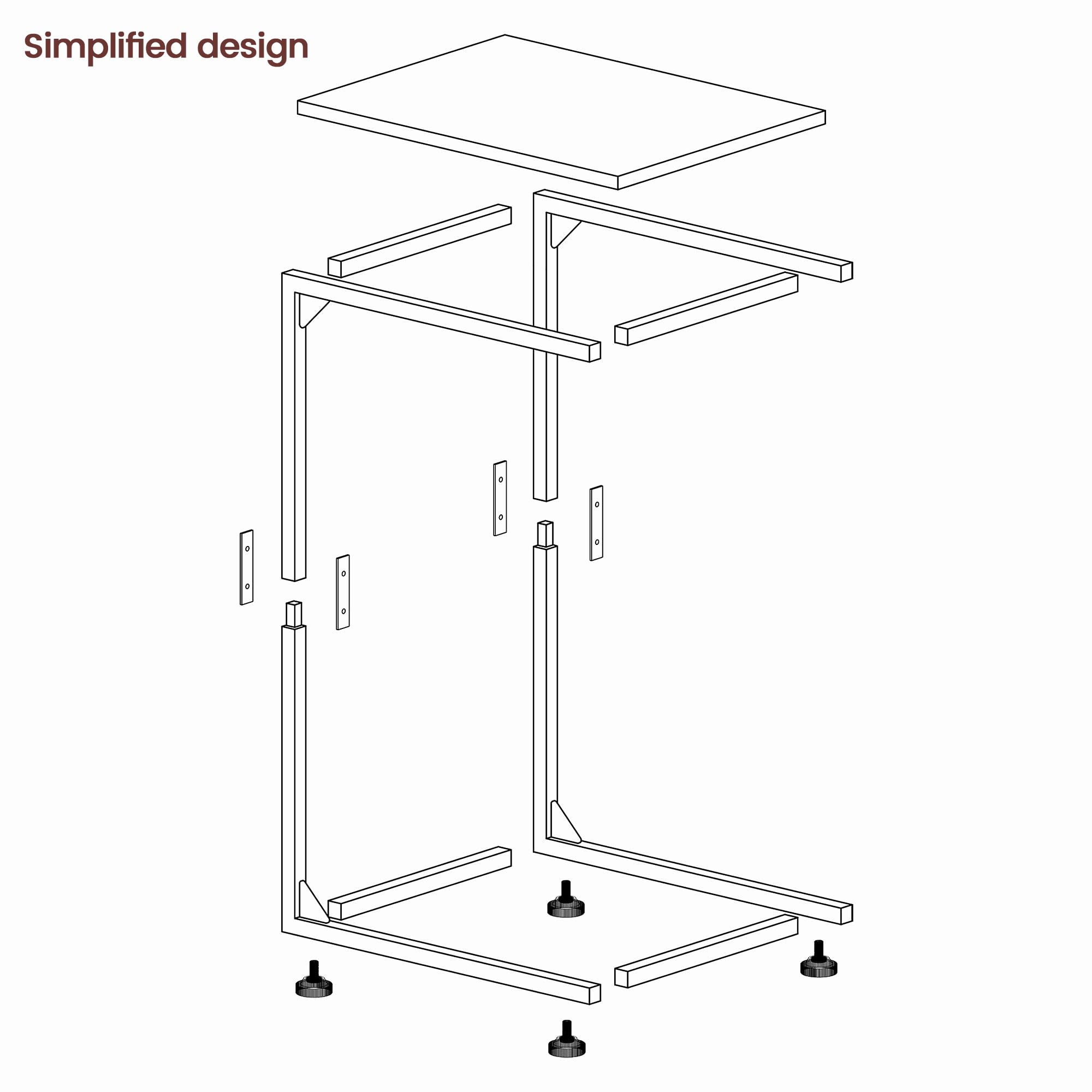 C Shaped End Table, Small Side Table for Couch, Laptop Table, Small TV Tray Table, Sofa Table for Living Room, Bedroom, Bedside, Small Spaces (Rustic Brown and Black)