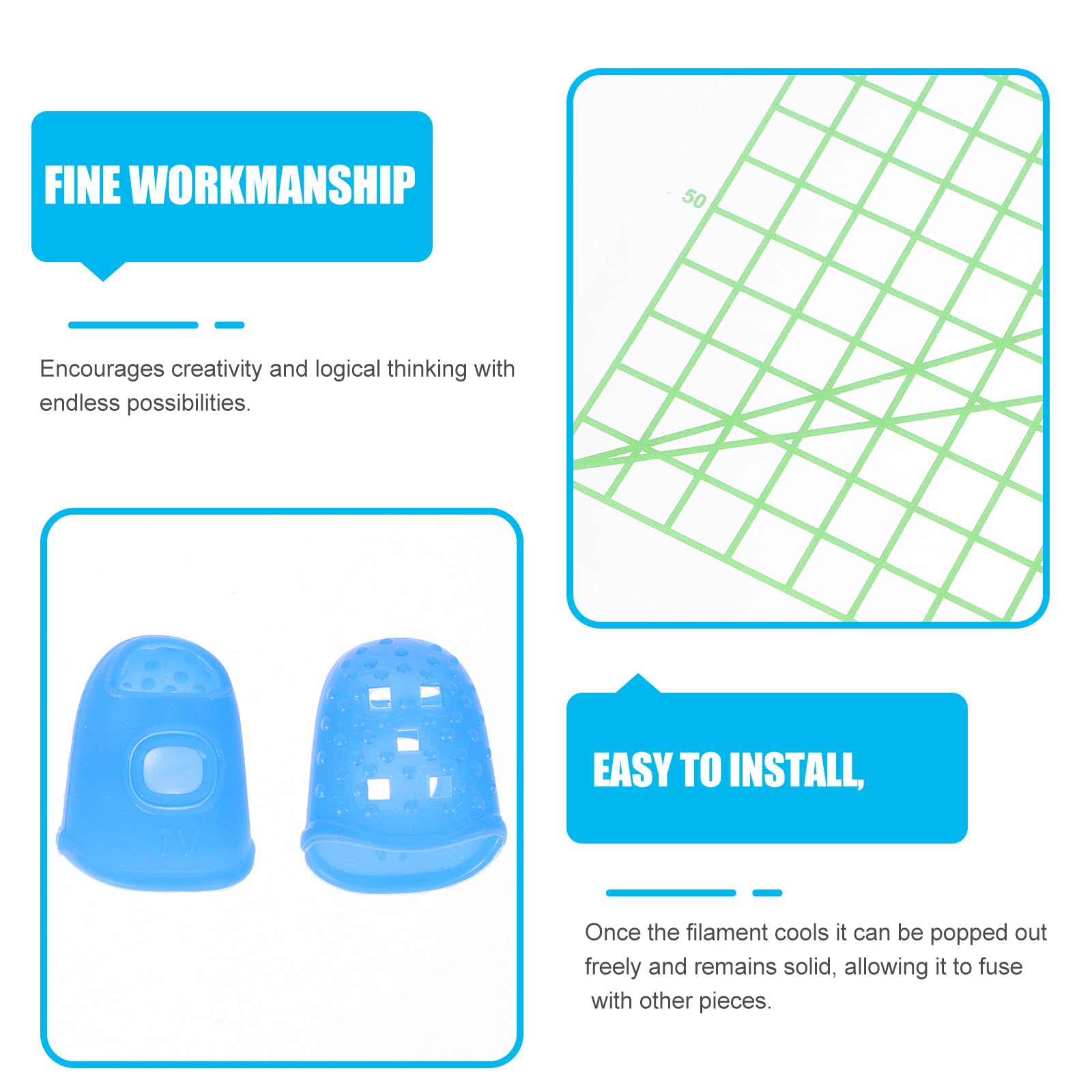 EXCEART 3D Printer Pen Finger Sleeve 3D Pen Mate 3D Printer Mat 3D Pen Finger Protector Great 3D Pen Drawing Tool 3 d Printers Silicone Design Mat 3D Pen Mat Kit Consumables Motherboard