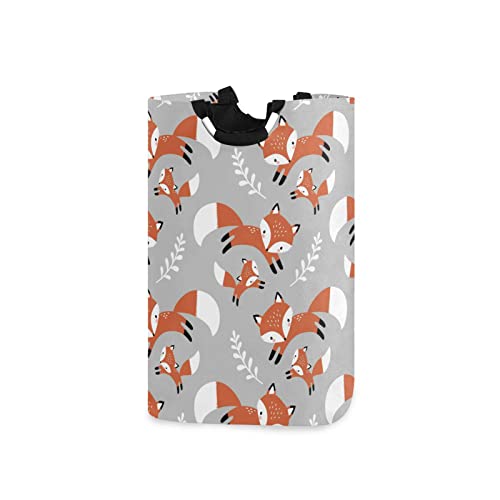 Kigai Fox Laundry Basket Collapsible Large Clothes Hamper Nursery Storage Bin with Handle for Bedroom, Bathroom, Dorm, Kids Room