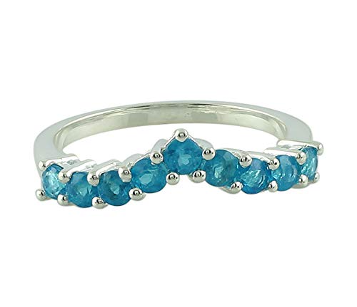 Carillon Stunning Neon Apatite Round Shape 2.5MM Natural Earth Mined Gemstone 925 Sterling Silver Ring Wedding Jewelry for Women & Men