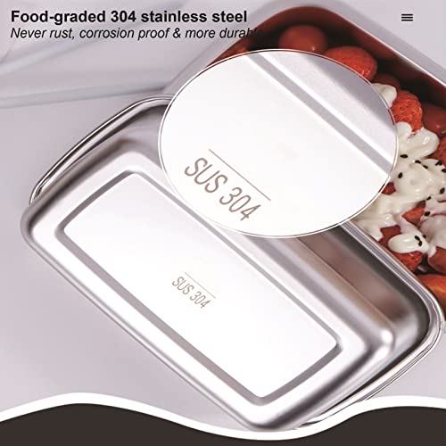CORAHE 304 Stainless Steel Large Food Storage Container with Lids Airtight Metal Food Containers Stackable Meal Prep Leftover Containers for Freezer Fridge Oven Dishwasher Safe (Size : 2300ML)