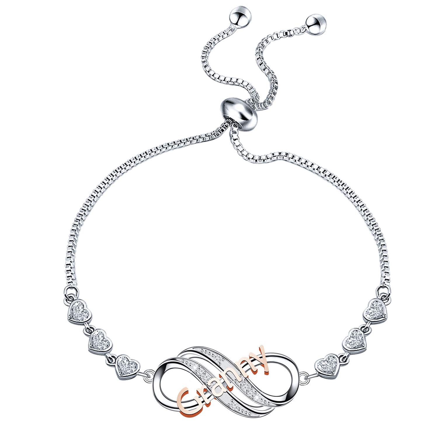 BEKECH Granny Gift Granny Adjustable Bracelet Gift for Granny from Granddaughter Grandson Granny Birthday Gift Motherâs Day Gift for Granny Nana (granny silver)