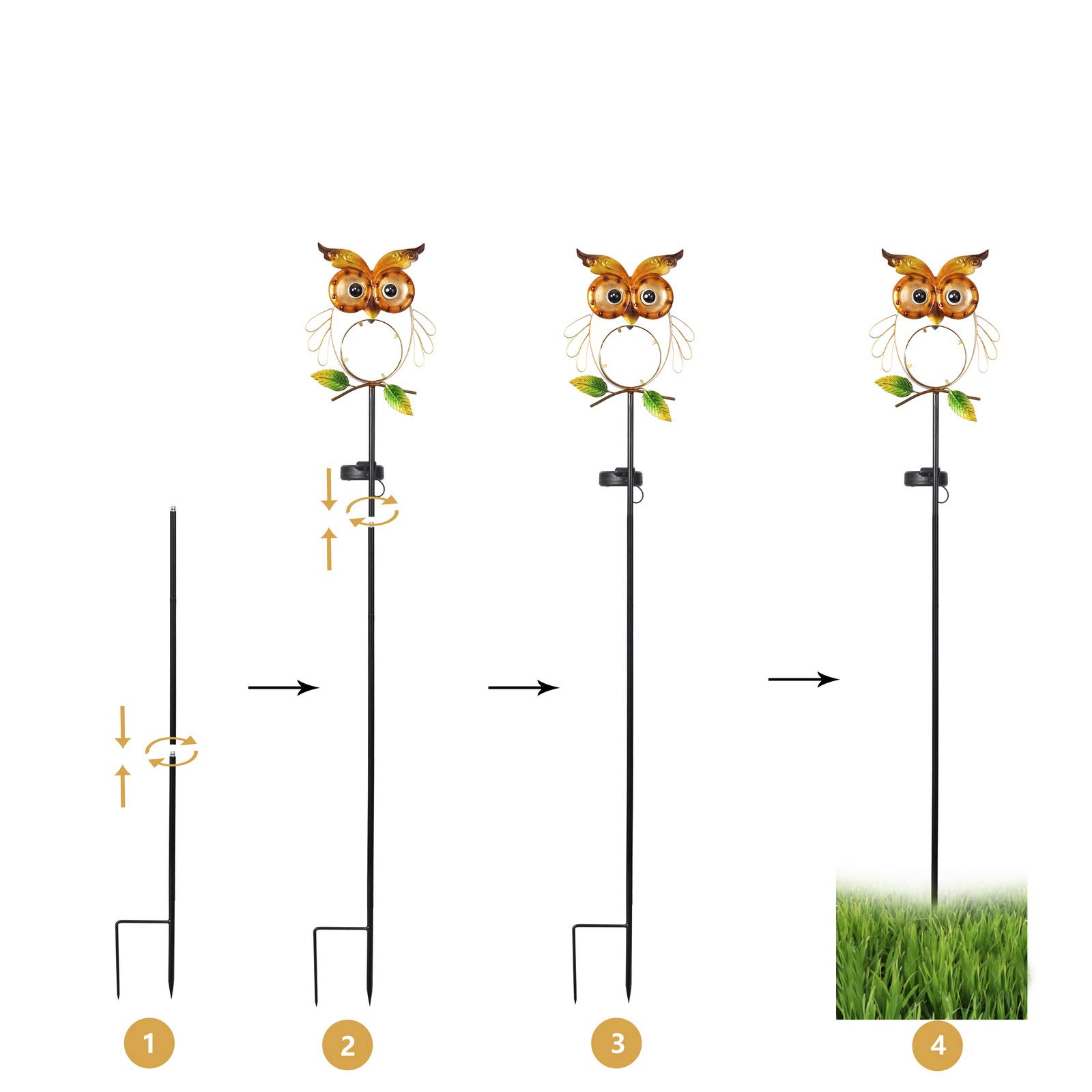 KUBILIGHT Garden Solar Lights Owl Decor - Decorative Solar Stakes Lights, Waterproof Outdoor Owl Tunnel Lighting for Outside Lawn Patio Yard Decorations
