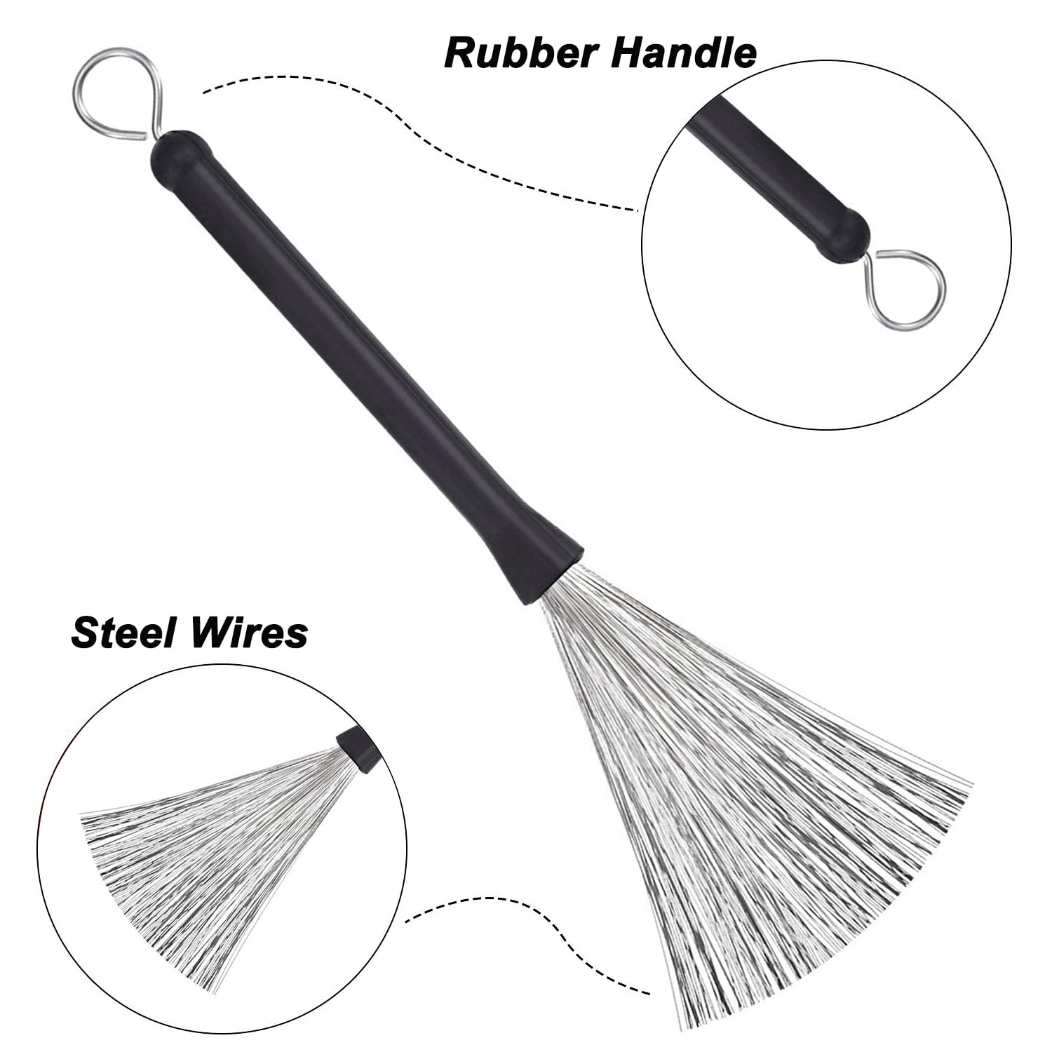 Drum Sticks Drum Wire Brushes Drum Brushes Drum Sticks Retractable Brushes Drums Sticks Drum Brushes Set for Jazz Acoustic Music Lover Gift Total 2 Pairs with Portable Storage Bag