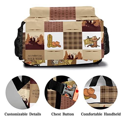 Custom Kid Backpack, Cowboy Western Life Personalized School Bookbag with Your Own Name, Customization Casual Bookbags for Student Girls Boys