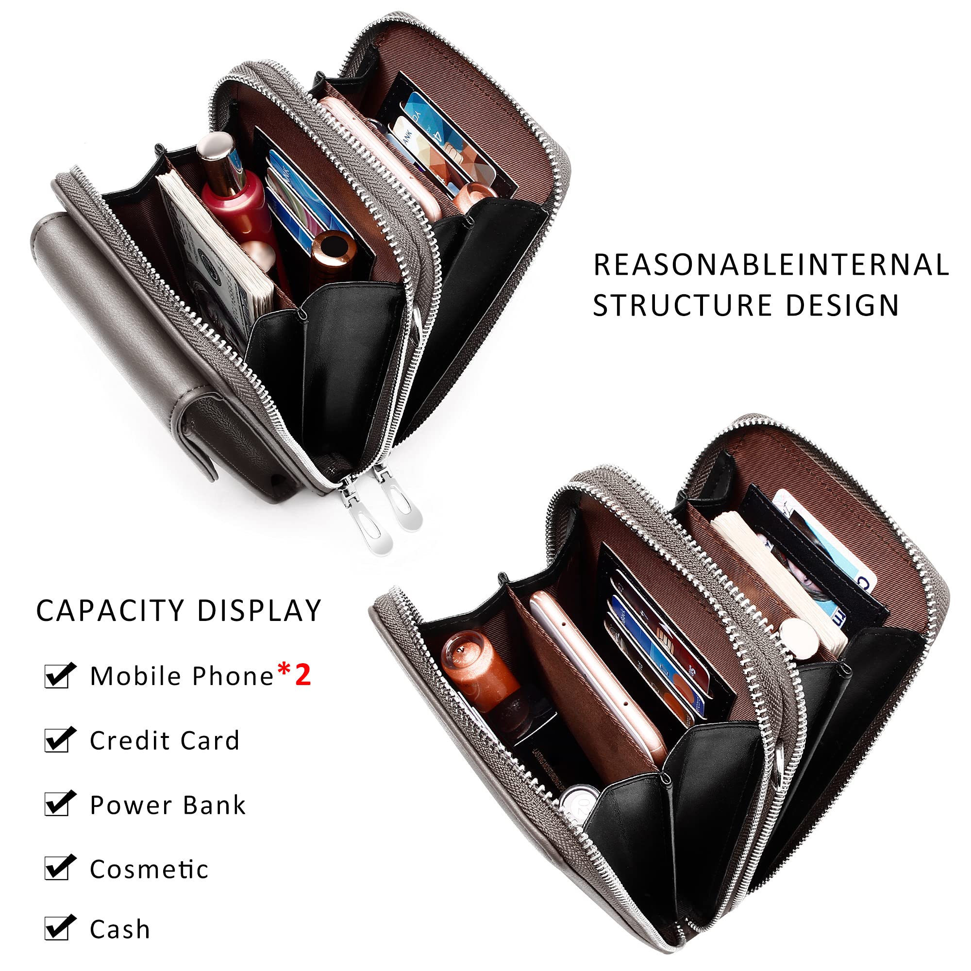KUKOO Small Crossbody Phone Bags for Women Cell Purse Wallet Mini Shoulder Handbag with Credit Card Slots