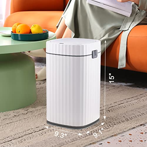 ELPHECO 4 Gallon Automatic Trash Can with Lid, 15.5 L Waterproof Motion Sensor Bathroom Trash Can, Sensor Garbage Bin for Bathroom, Office, Grey