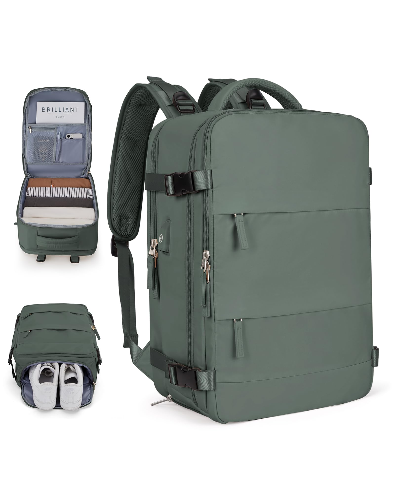 bergsalz Backpack For Women Travel Bag Weekender Lightweight Medium Backpack Olive Green For Men Hiking Waterproof Gym Bag Travel Essential Canvas Bag Carry On Backpack For Sport Fan Laptop Bag
