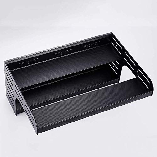 JF-XUAN Kitchen Shelf Kitchen shelf Kitchen Shelf WallMounted Aluminum DoubleLayer Microwave Oven Oven Rack Black