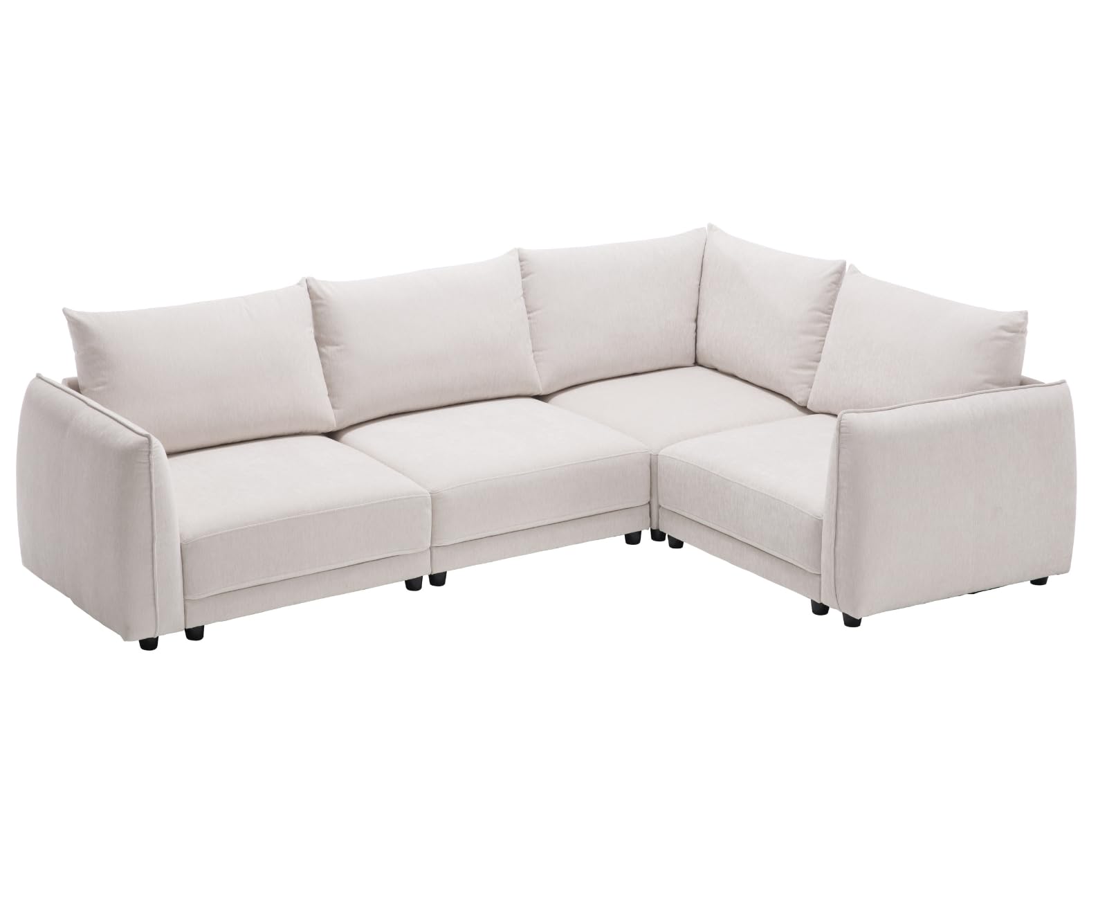 CIMOTA Oversized Corner Modular Sectional Fabric Sofa, 107 Inch Large 4 Seater Sofa Set, L Shaped Corner Sectional Cloud Sofa Couch for Living Room and Office, 3 Seat and 1 Middle Corner, White