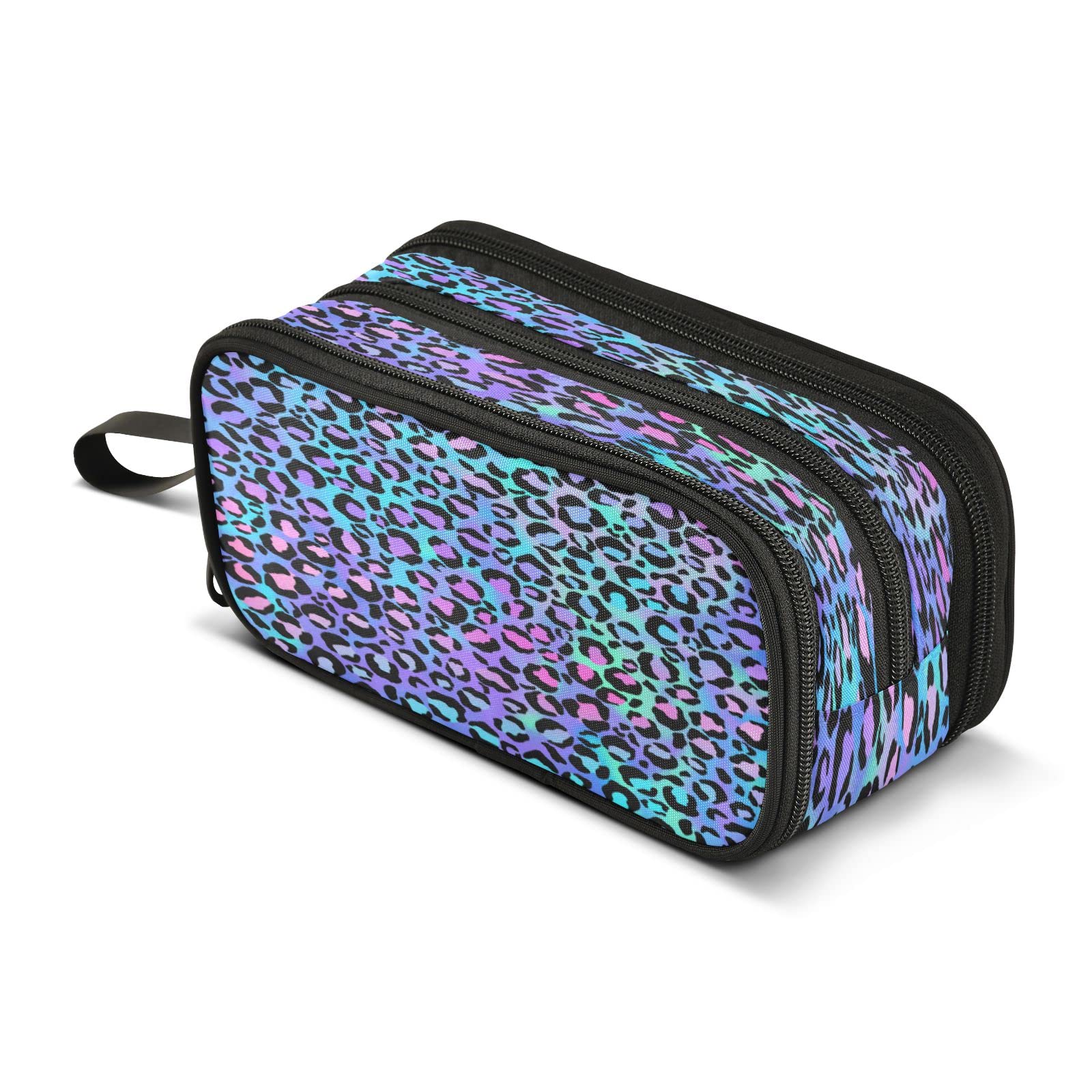 Kcldeci Leopard Print Cute Cheetah Spots Pencil Bag Pen Case, Large Capacity Pencil Bag Stationery Pouch Zipper School Organizer Pencil Pouch Cosmetic Bag Makeup Bag
