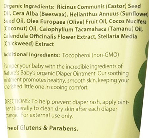 Nature's Baby Organics Organic Diaper Ointment Cream, Fragrance Free, 3-Ounce Tubes (Pack of 2)