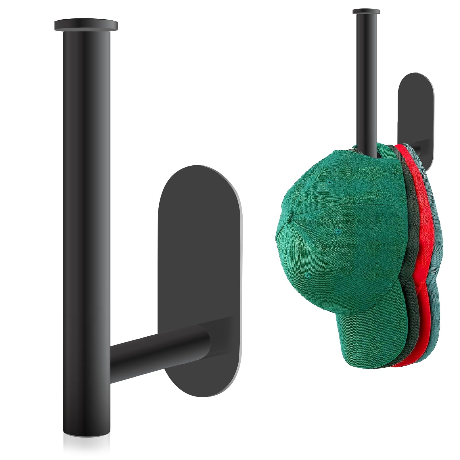 Eiito Stainless Steel Hat Organizer 3Pack Hat Racks for Baseball Caps, Adhesive Hat Hooks for Wall,RV Organization and Storage Cap Hanger(Black)