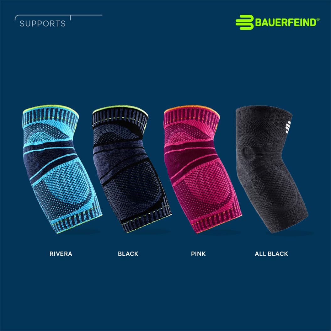 Bauerfeind Sports Elbow Support - Breathable Compression Elbow Brace - Contoured Pads for Inner & Outer Elbow Protection Against Joint Pressure; Washable & Durable Fabric (Pink, X-Large)