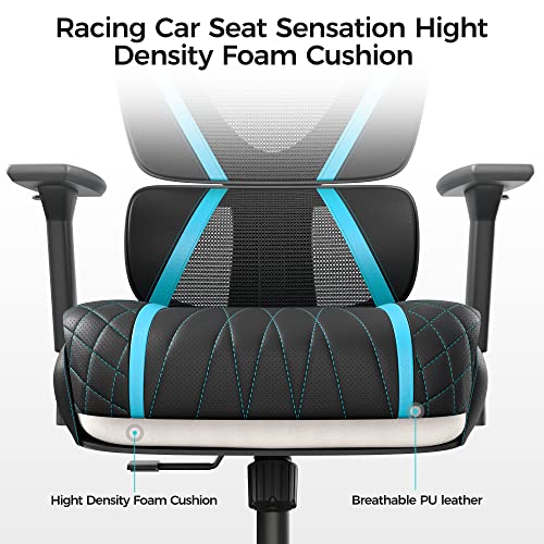 EUREKA ERGONOMIC Gaming Chair,Mesh Home Office Desk Chairs,Dual Back 3D Lumbar Support,Adjustable Armrest Headrest,Hight Back,Breathable Comfortable PC Computer Sillas Gamer Reclining Chair(Blue)