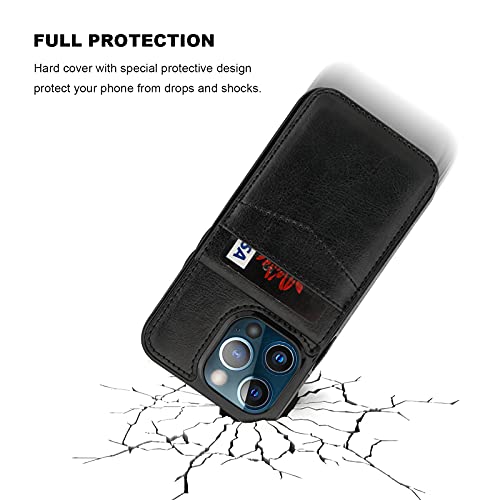 KIHUWEY Compatible with iPhone 13 Pro Case Wallet with Credit Card Holder, Premium Leather Magnetic Clasp Kickstand Heavy Duty Protective Cover for iPhone 13 Pro 6.1 inch(Black)