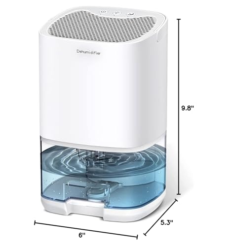 LAOVER Dehumidifiers, 1000ml Dehumidifier for Home, Portable Small Bedroom Bathroom Basement Closet Garage RV Office, Auto Shut Off 7 Colorful LED & Two Working Modes Ultra Quiet, White
