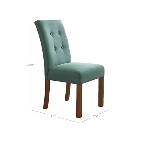 Homepop Home Decor | 4 – Button Tufted Upholstered Parsons Dining Chairs | Set of 2 Accent Dining Chairs, Aqua
